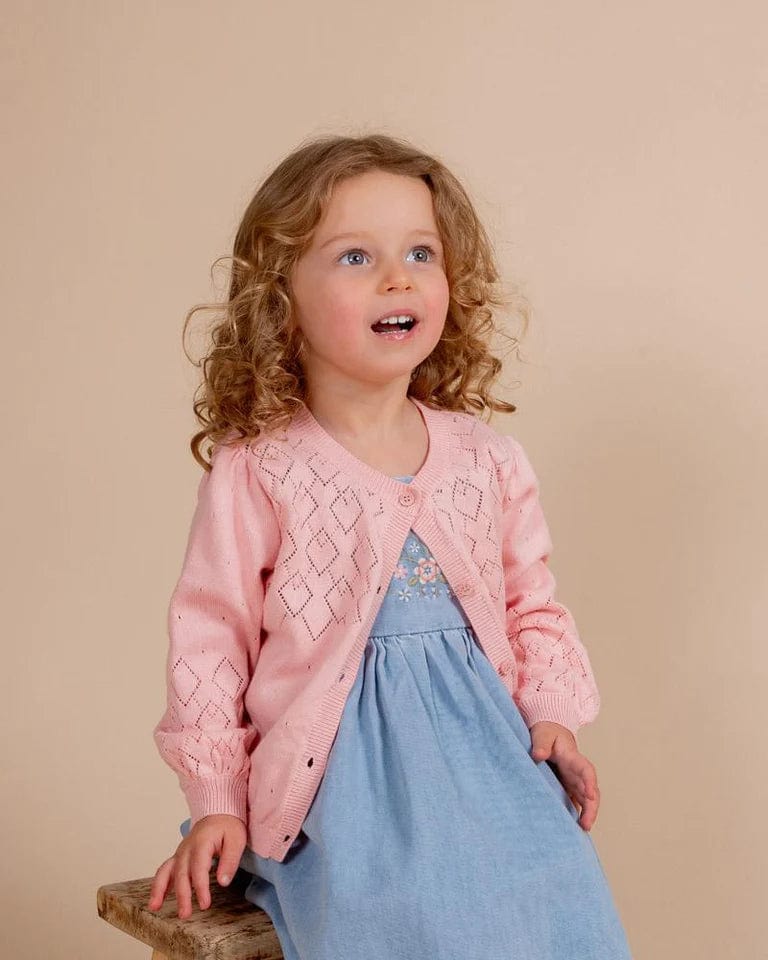 Pink Pointelle Knitted Cardigan